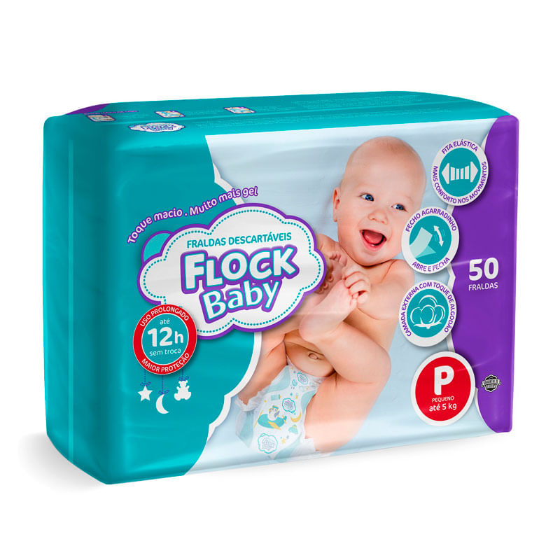 Fraldas Descartáveis Flock Baby P 50 Unidades - Na Drogal