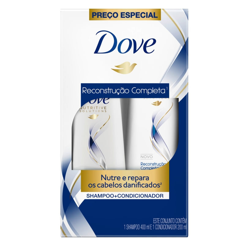 Kit Shampoo Dove Reconstrução Completa 400ml + Condicionador Dove ...