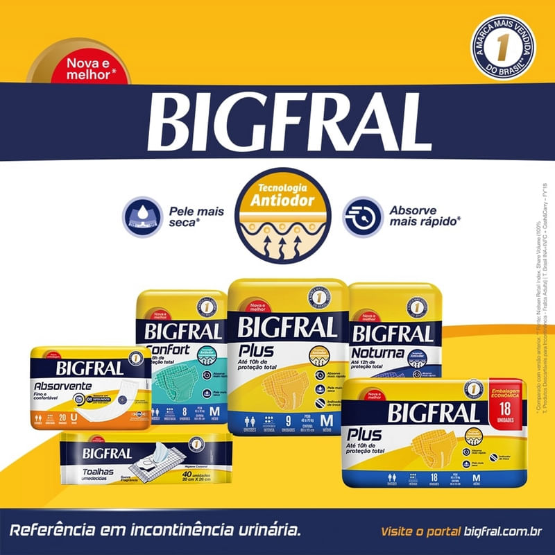 Fralda Geriátrica Bigfral Plus Compacta Juvenil 11 Unidades