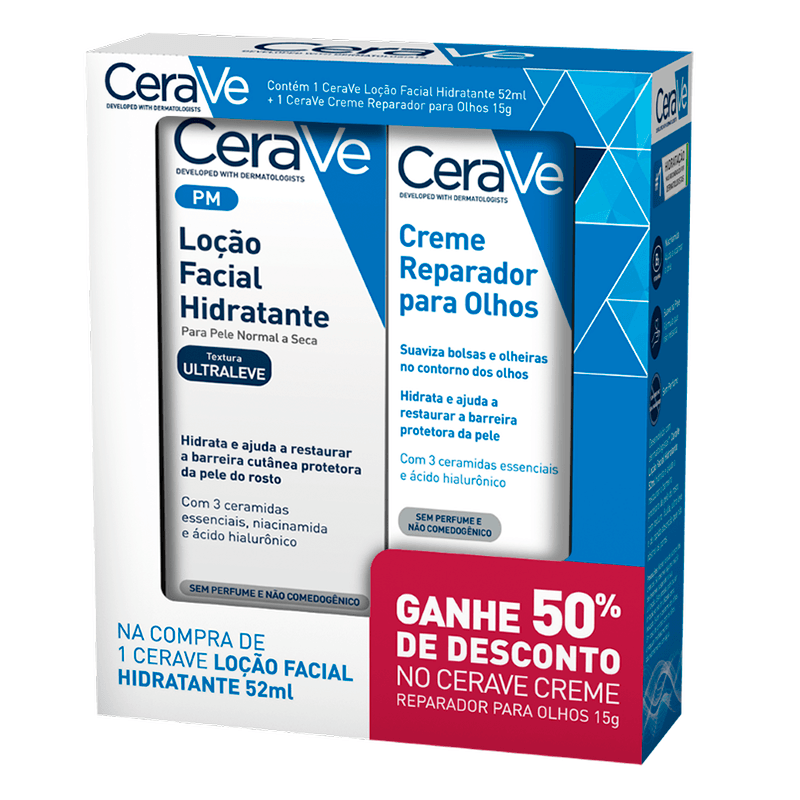 Kit Loção Facial Cerave Hidratante Ultraleve 52ml + Creme Reparador ...