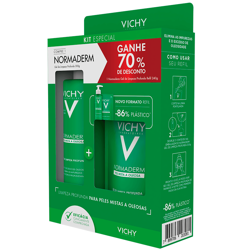 Kit Gel de Limpeza Profunda Vichy Normaderm 300g + Refil 240g