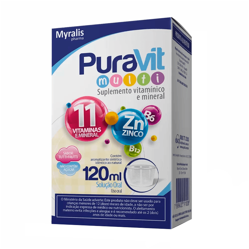 Suplemento Vitamínico e Mineral Puravit Multi Sabor Tutti-Frutti 120ml ...