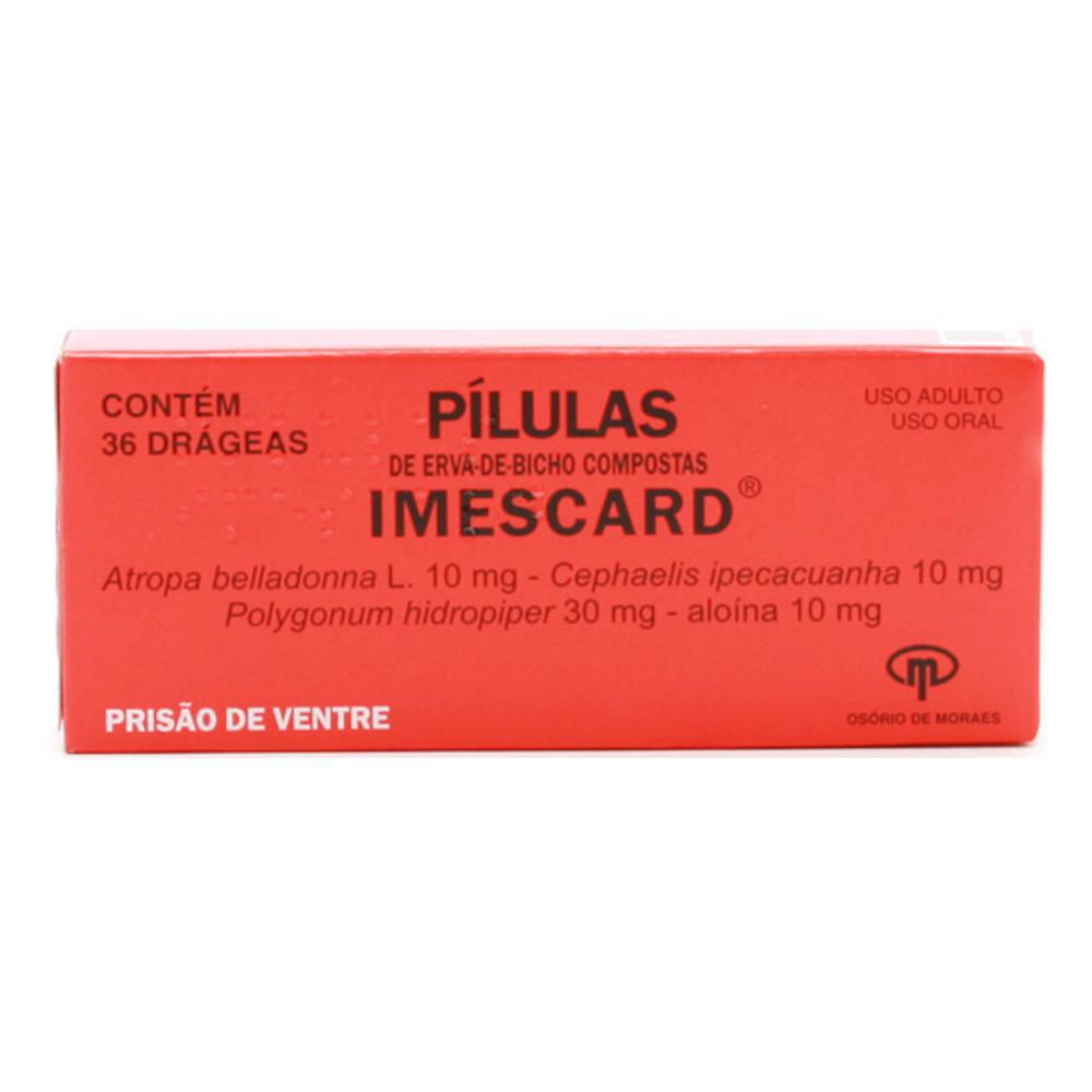Pílulas Imescard 10 + 10 + 10 + 30mg caixa com 36 drágeas