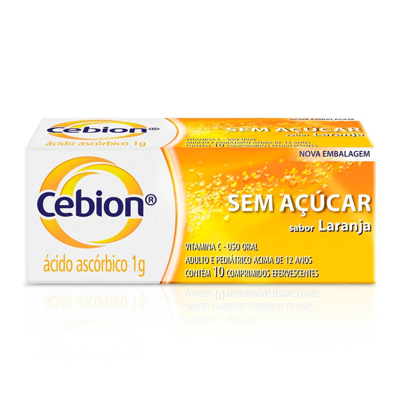 Cebion 1g tubo com 10 pastilhas efervescentes sem açúcar