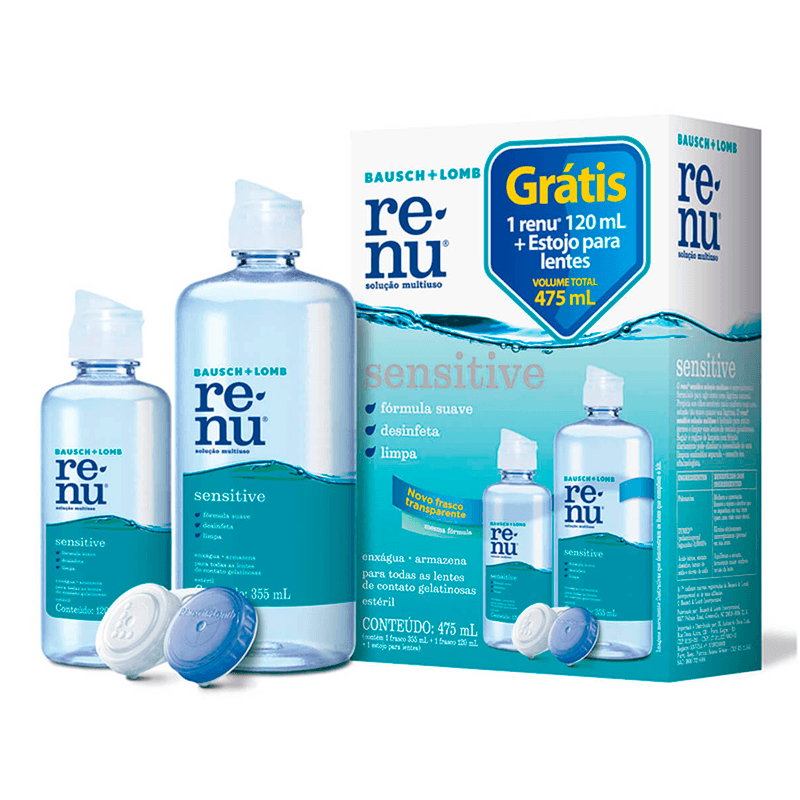 Kit Renu Sensitive Solução Multiuso Para Lente De Contato 475ml ...