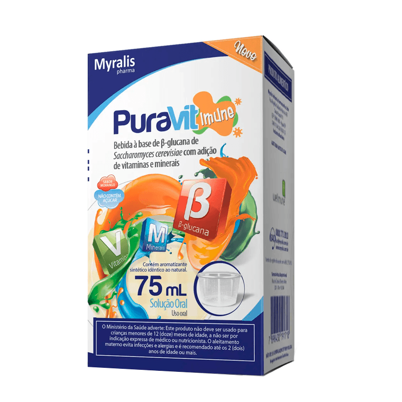 Suplemento Vitamínico e Mineral Puravit Imune Sabor Morango 75ml + Copo ...