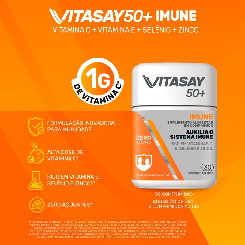 Suplemento Alimentar Vitasay 50+ Imune 30 Comprimidos Revestidos
