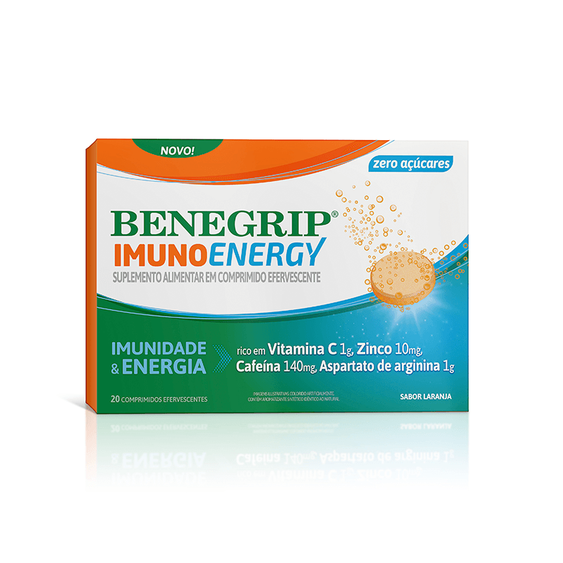 Benegrip Imuno Energy Sabor Laranja 20 Comprimidos Efervescentes