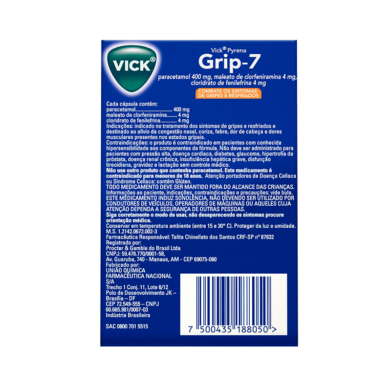 Vick Pyrena Grip 7 com 10 Cápsulas