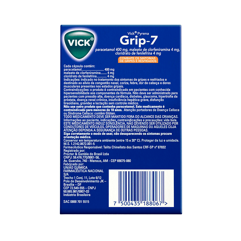 Vick Pyrena Grip 7 com 20 Cápsulas