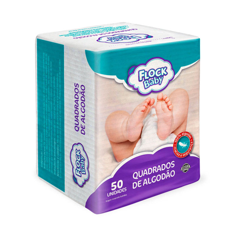Algodão Quadrado Flock Baby 50 Unidades