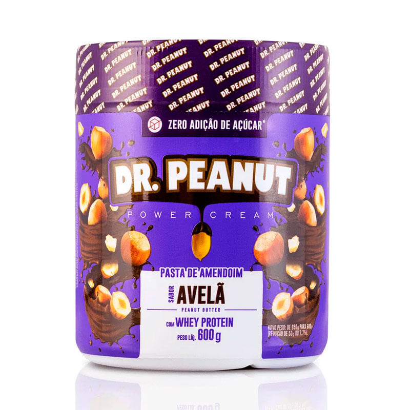 Pasta de Amendoin Dr. Peanut Power Cream Sem Açúcar Sabor Avelã 600g