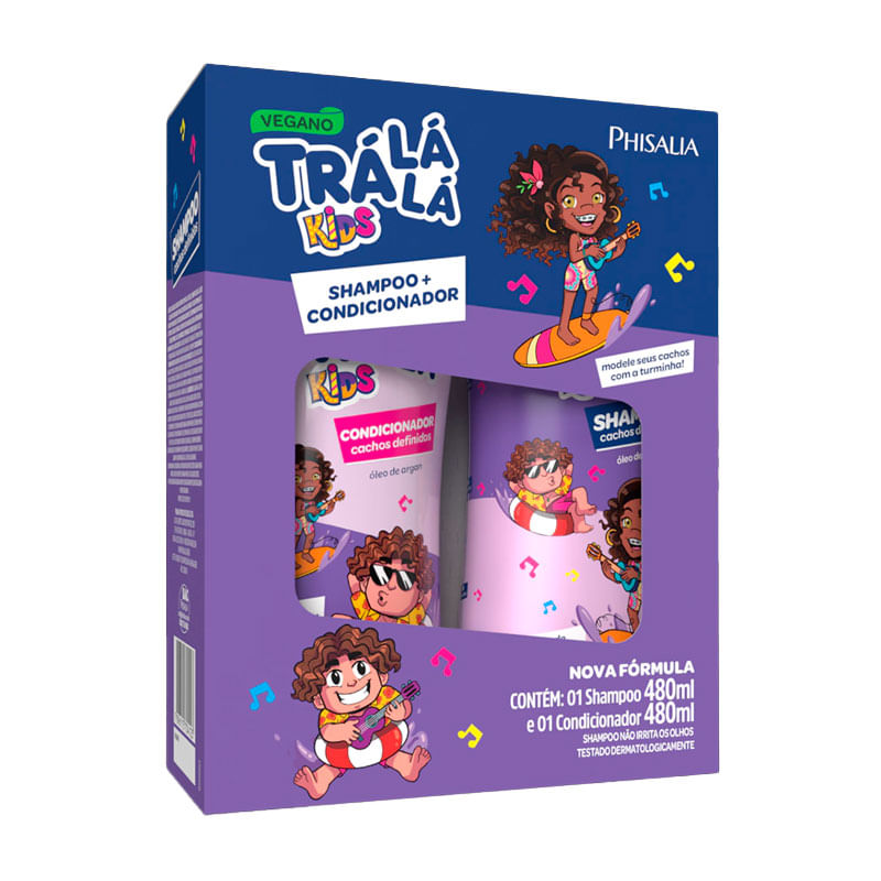 Kit Shampoo + Condicionador Trá lá lá Kids Cachos Definidos 480ml Cada