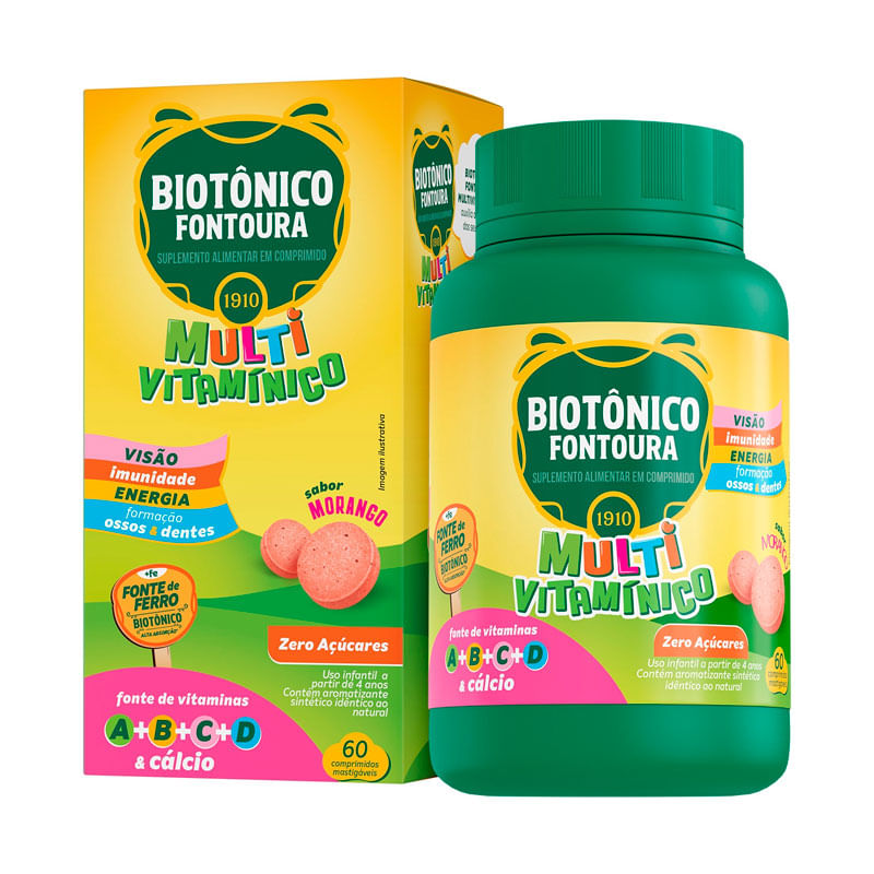 Suplemento Alimentar Multivitamínico Biotônico Fontoura Sabor Morango ...