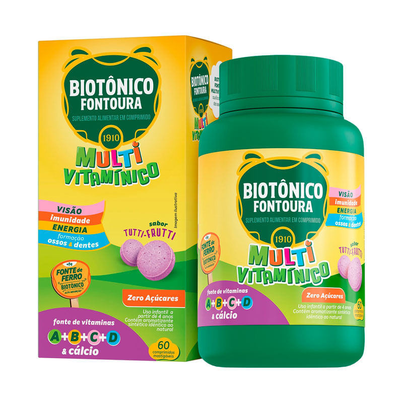 Suplemento Alimentar Multivitaminico Biotônico Fontoura Sabor Tutti ...
