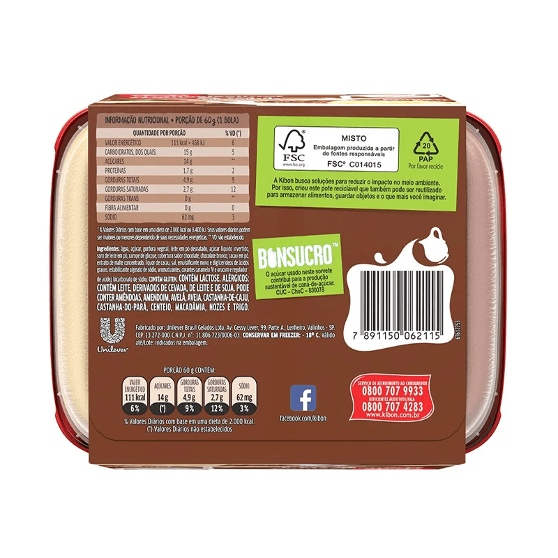 Sorvete Kibon Cremosíssimo Chocoleite 2L - Promoção