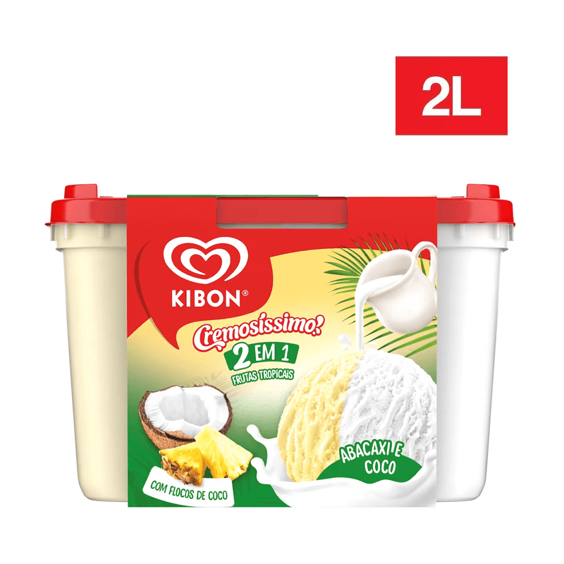 Sorvete Kibon Cremosíssimo Fruta Tropical Abacaxi e Coco 2L