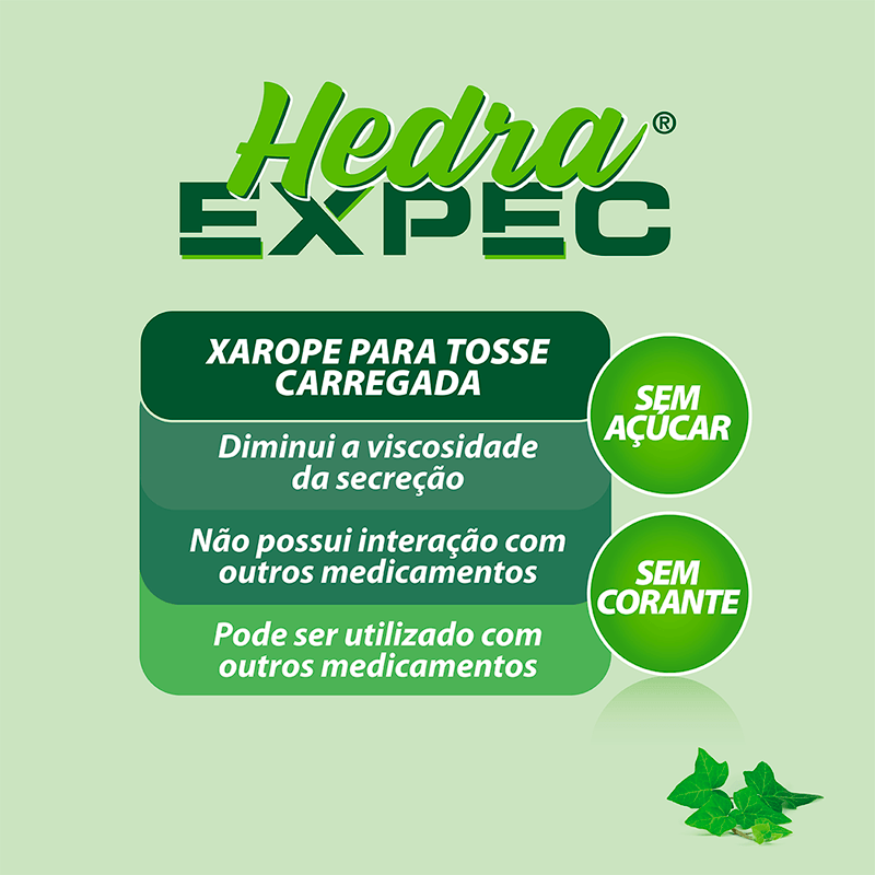 Hedra Expec 7mg/ml Sabor Cereja Solução Oral 100mL | Drogal