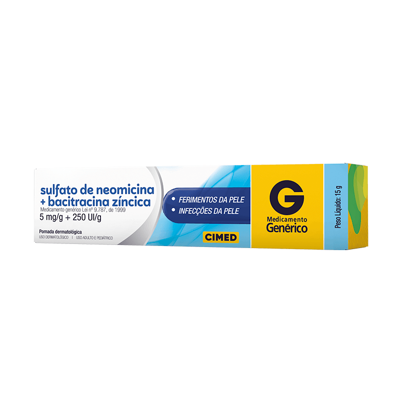 Sulfato de Neomicina 5mg/g + Bacitracina Zíncica 250Ui/g Cimed Pomada ...
