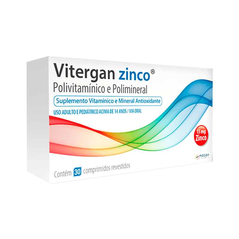 Suplemento Vitamínico E Mineral Vitergan Zinco 30 Comprimidos Revestidos