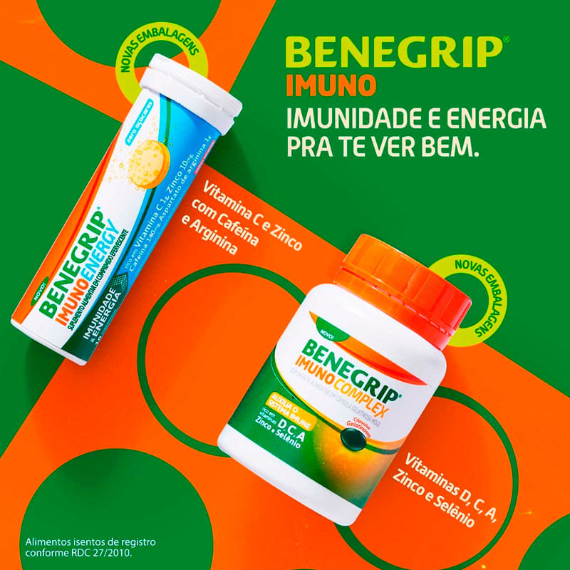 Benegrip Imuno Energy Sabor Laranja 10 Comprimidos Efervescentes