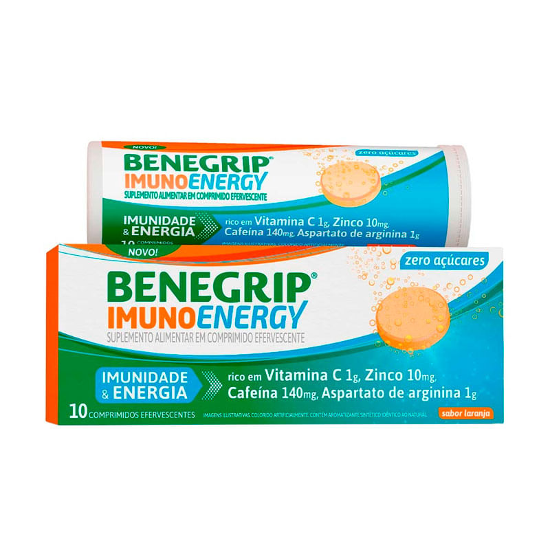 Benegrip Imuno Energy Sabor Laranja 10 Comprimidos Efervescentes