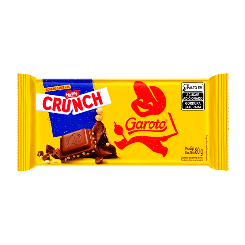 Chocolate Garoto ao Leite Crunch 80g | O Sabor Cremoso e Crocante