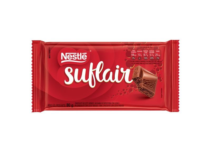 Chocolate Nestlé Suflair ao Leite 80g Chocolate Nestlé Suflair ao Leite 80g