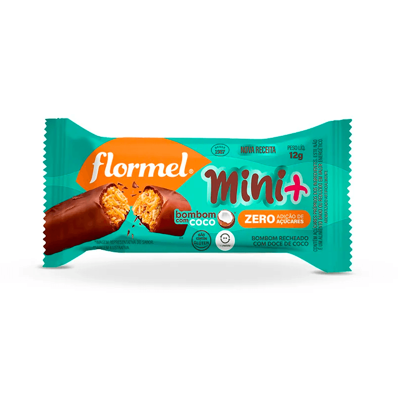 Bombom De Chocolate Flormel Mini+ Doce De Coco Zero Açúcar 12g