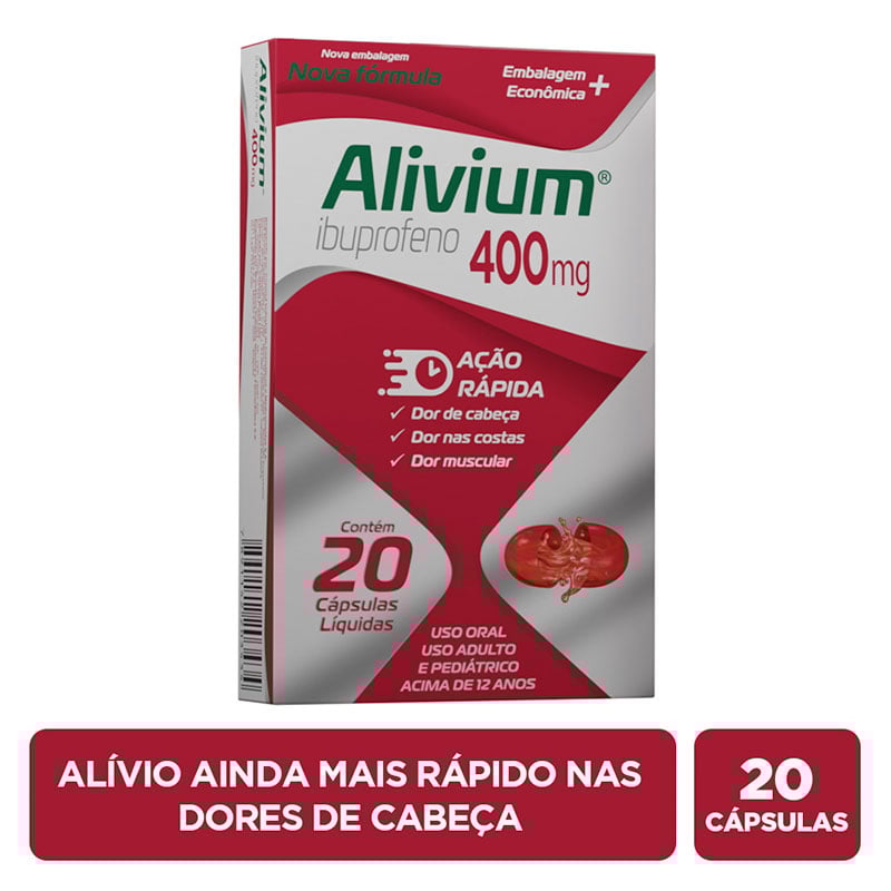 Alivium 400mg 20 Cápsulas Líquidas | Farmácia Online Drogal