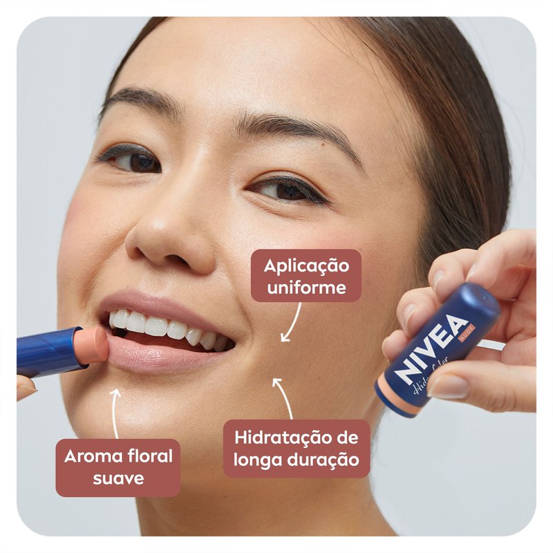 Hidratante Labial Nivea Hidra Color 2 em 1 Nude 4,8g | Farmácia Online ...