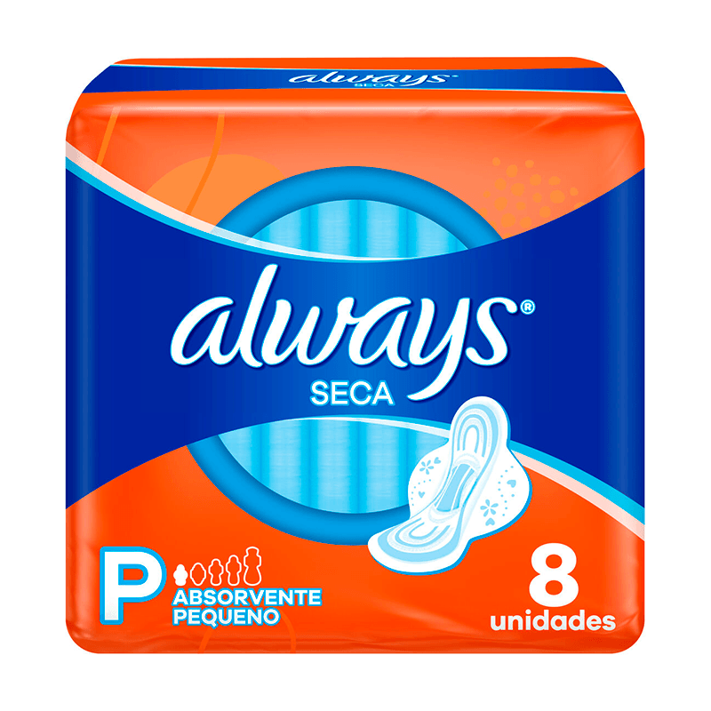 Absorvente Always Seca Com Abas Tamanho P 8 Unidades
