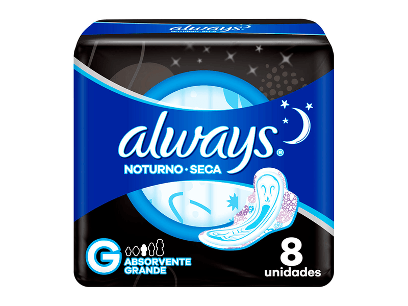 Absorvente Always Noturno Seca Com Abas Tamanho G 8 Unidades - Farmácia ...
