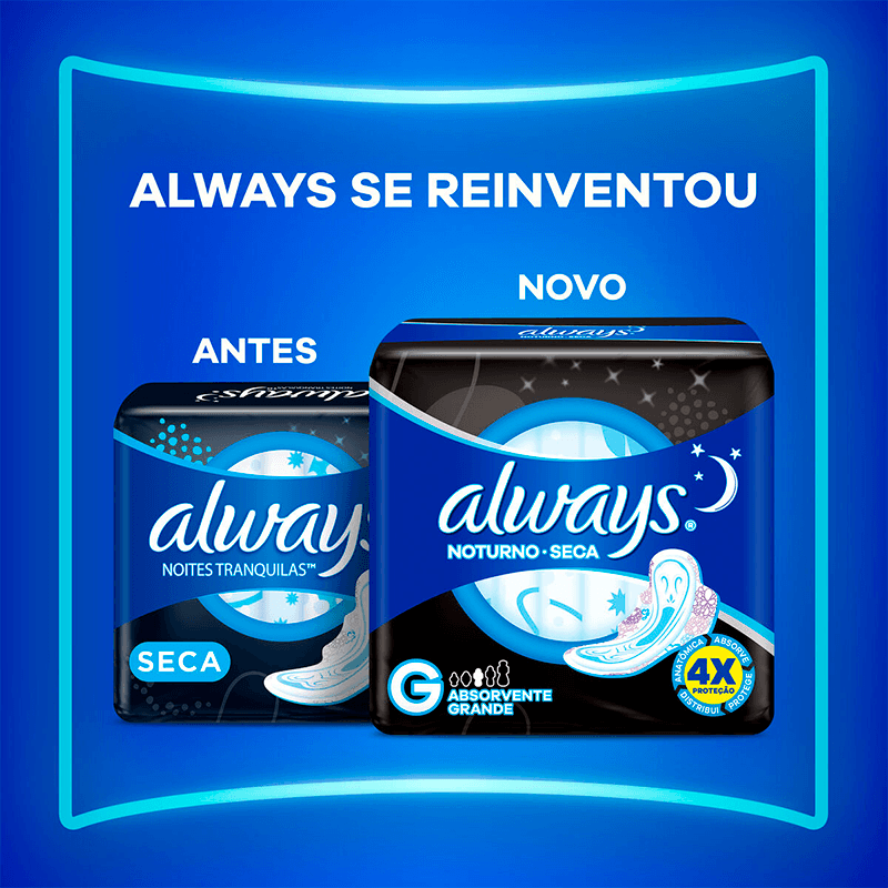 Absorvente Always Noturno Seca Com Abas Tamanho G 8 Unidades