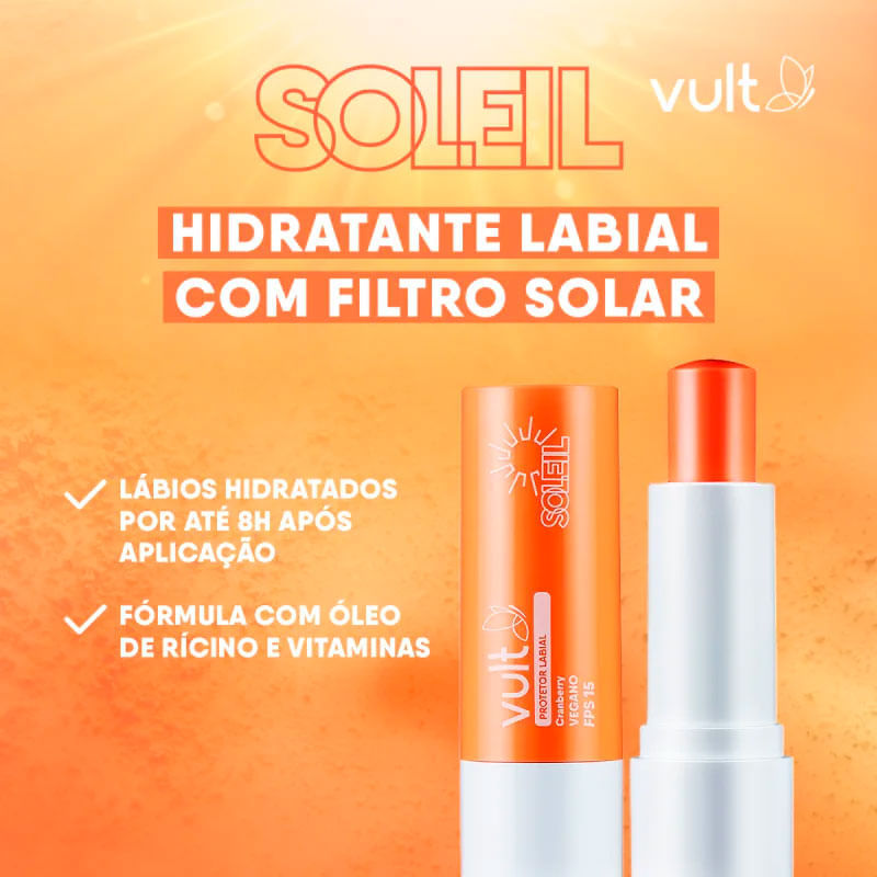 Protetor Labial Balm Vult Soleil FPS15 Cranberry 3,6g
