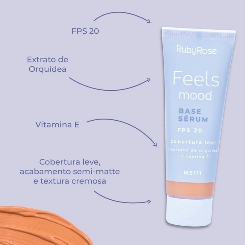 Base Sérum Facial Ruby Rose Feels Mood FPS20 Cor E153