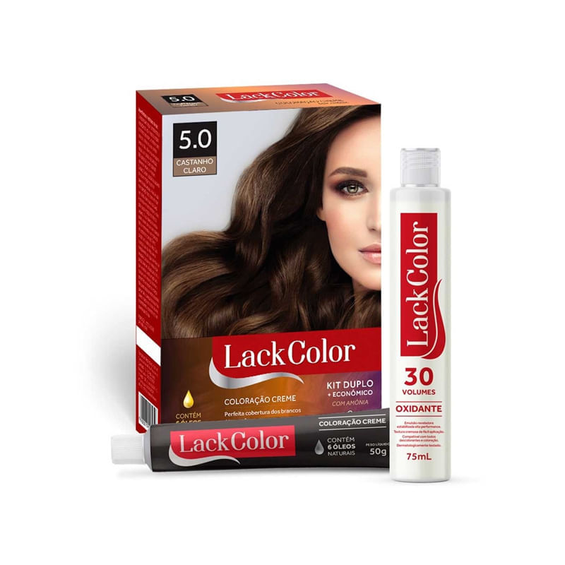 Kit Tintura Lack Color Creme 5.0 Castanho Claro