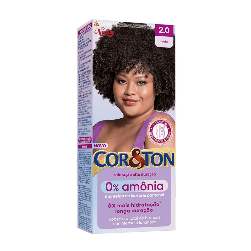 Coloração Cor&Ton 0% Amônia Preto 2.0 Alta Duração | Drogal