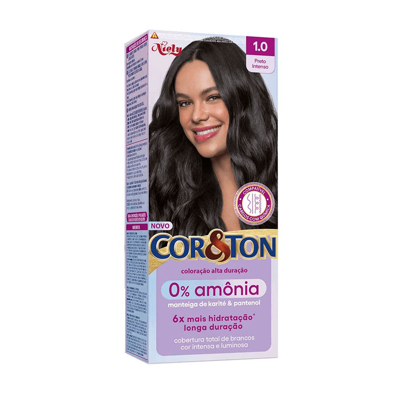Coloração Alta Duração Cor&ton 0% Amônia Preto Intenso 1.0