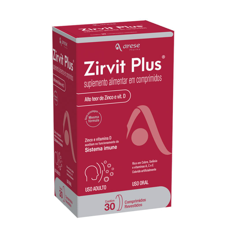 Suplemento Vitamínico E Mineral Zirvit Plus 30 Comprimidos Revestidos