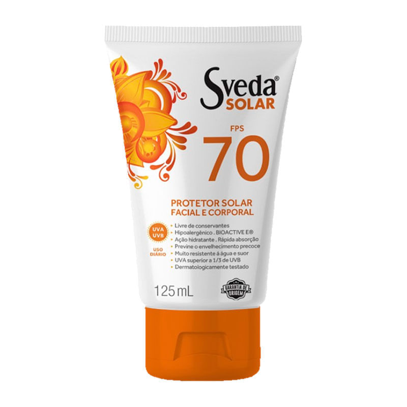 Protetor Solar Sveda FPS70 Facial e Corporal 125ml | Farmácia Online Drogal