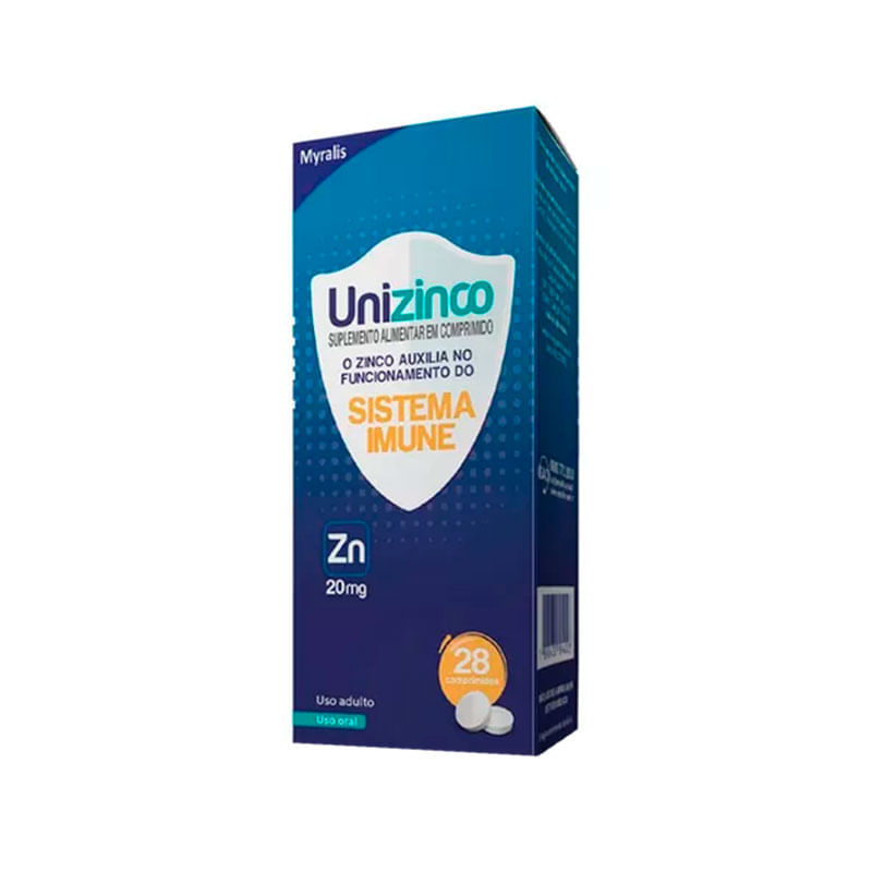 Suplemento Alimentar Unizinco 20mg 28 Comprimidos