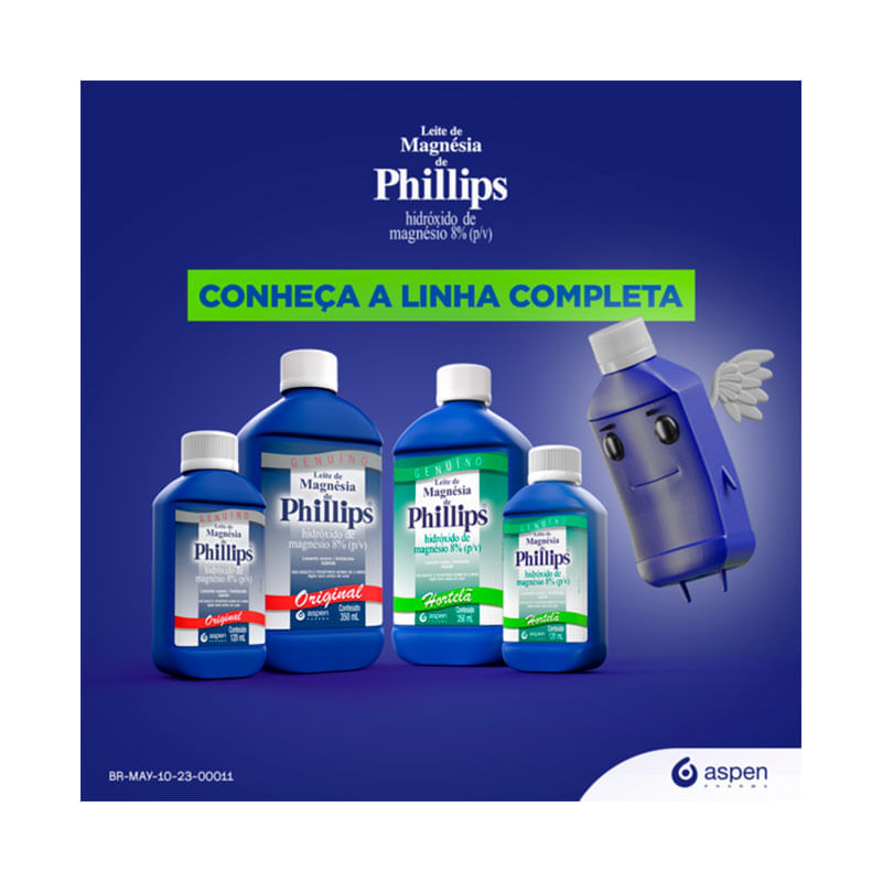 Leite de Magnésia Phillips Sabor Tradicional 350ml | Farmácia Online Drogal