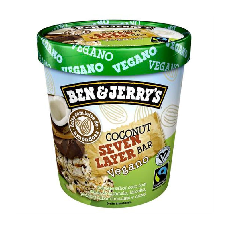 Sorvete Ben Jerry's Coconut Seven Layer Bar Vegano 458ml | Farmácia ...