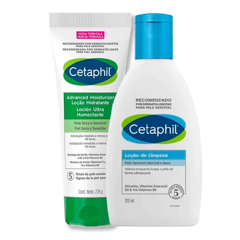 Kit Cetaphil Pele Sensível, Normal e Seca Gel Creme Rápida Absorção ...