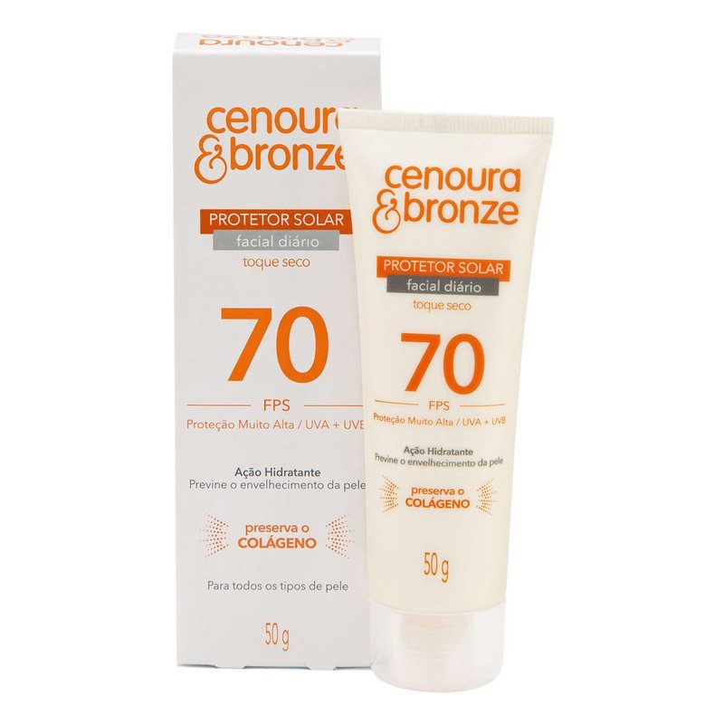 Protetor Solar Facial Cenoura & Bronze FPS70 50g | Drogal