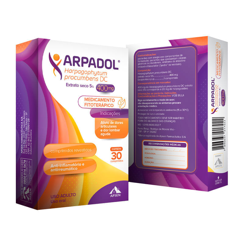 Arpadol 400mg 30 Comprimidos Revestidos - Farmácia Online Drogal
