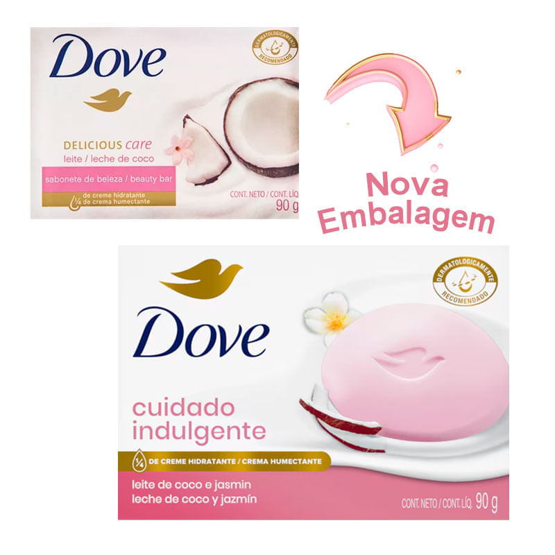 Sabonete em Barra Dove Cuidado Indulgente Leite de Côco e Jasmin 90g ...