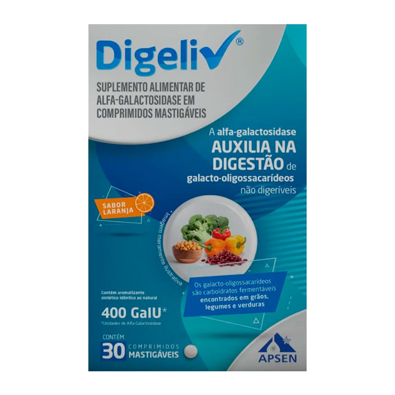 Suplemento Alimentar Digeliv Sabor Laranja 30 Comprimidos Mastigáveis ...