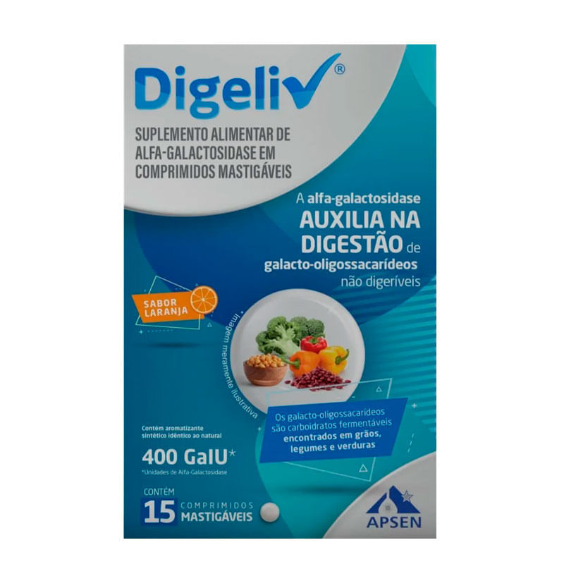 Suplemento Alimentar Digeliv Sabor Laranja 15 Comprimidos Mastigáveis ...